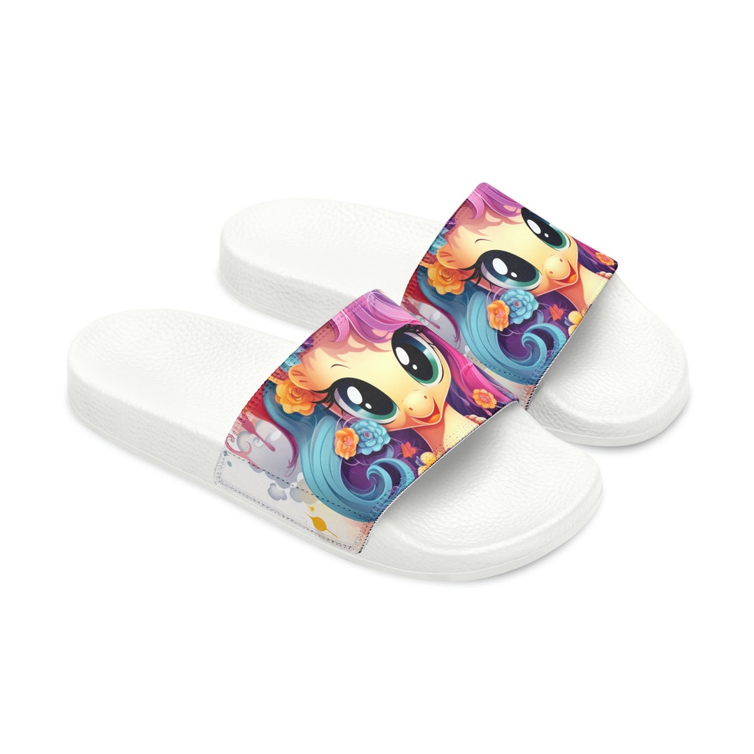 Youth Slide Sandals My Little Pony Design white & Black - Etsy