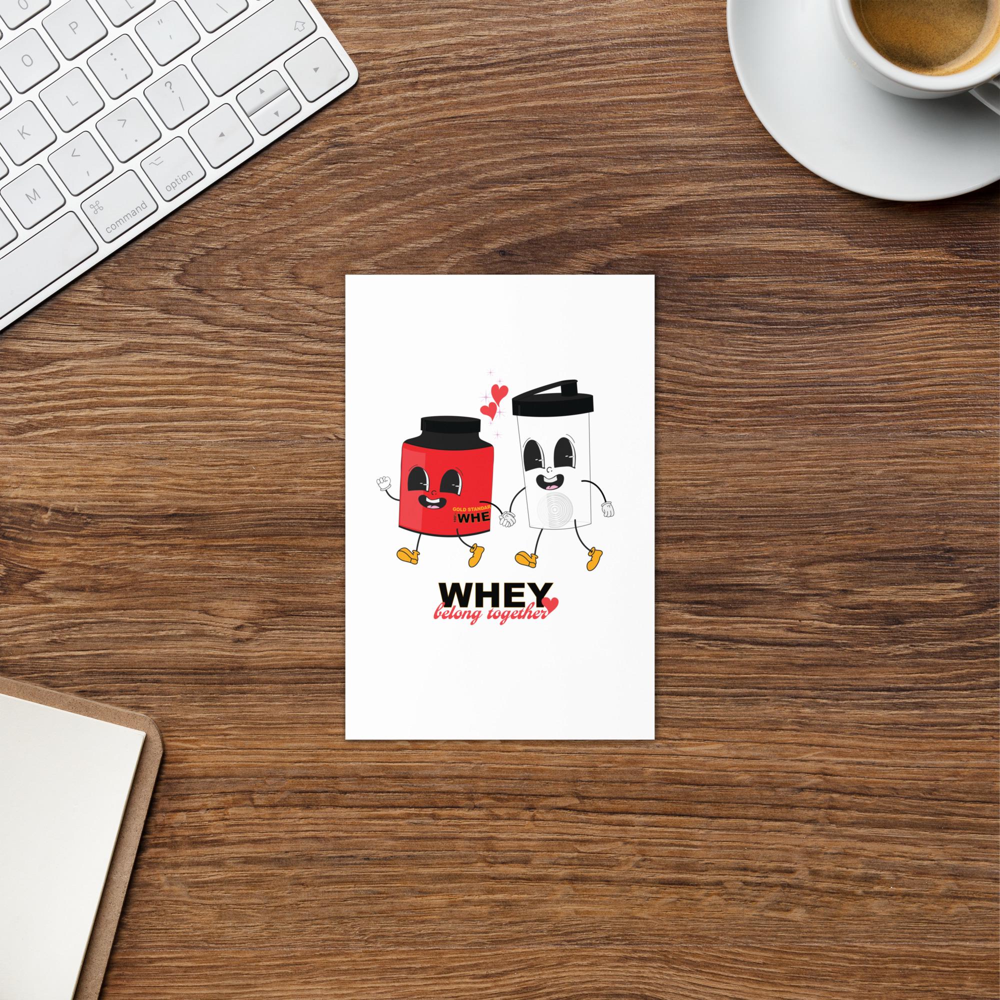 WHEY BELONG TOGETHER | Cute Gym Card Funny Gym Valentine's Day Card ...