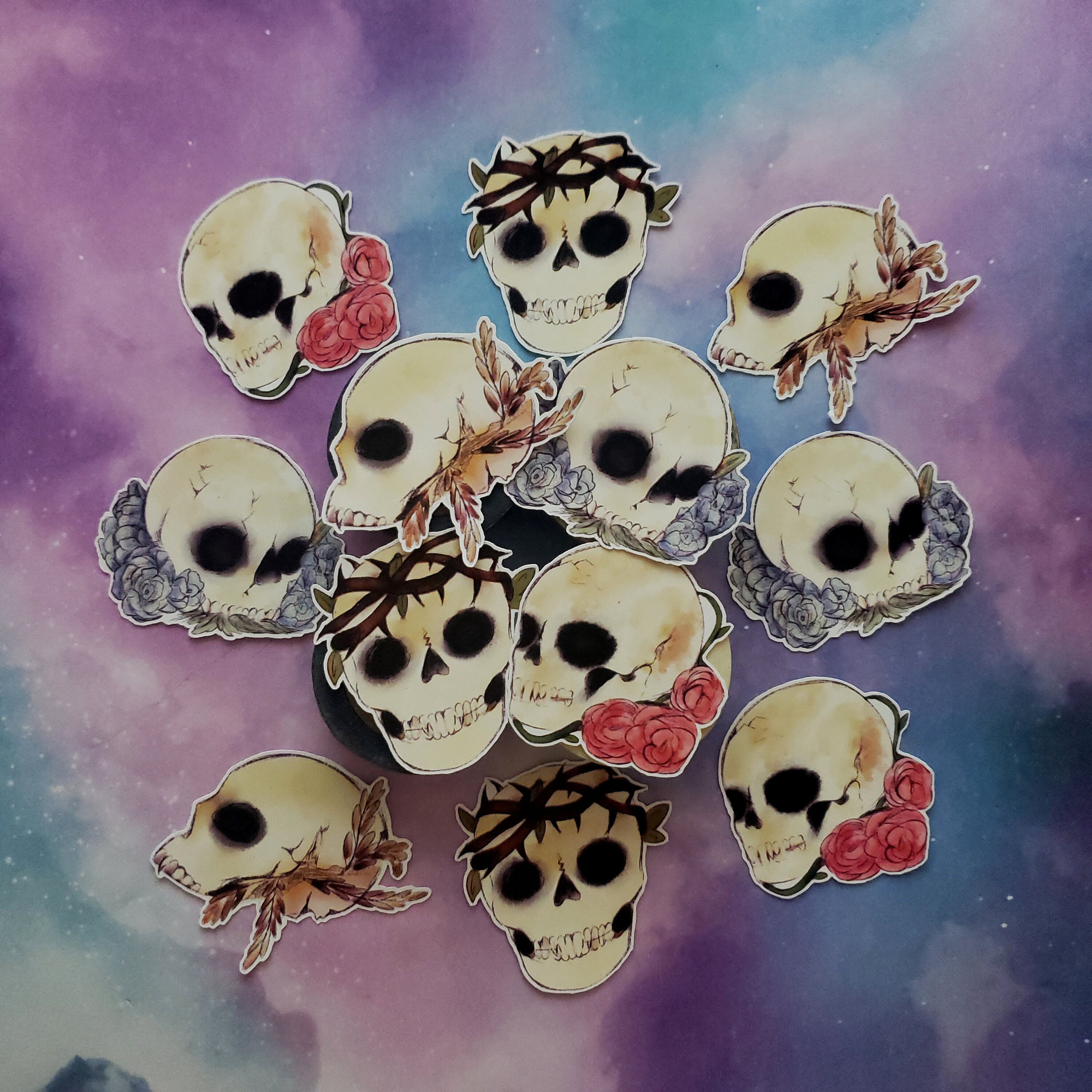 Floral Skulls Sticker Pack - Etsy