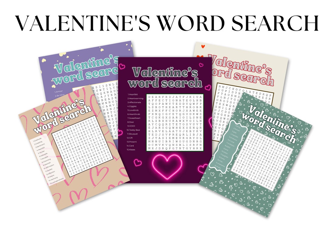 Valentine's Day Word Search: Instant Download, Perfect for School ...