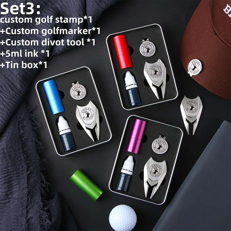 Personalized Golf Ball Stamp, Custom Golf Marker Set, Golfer Gift - Etsy