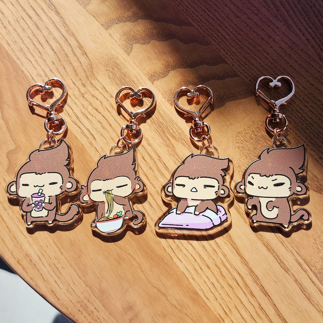 Acrylic Monkey Keychains Cute Animal Keychains Kawaii Monkey Keychains ...