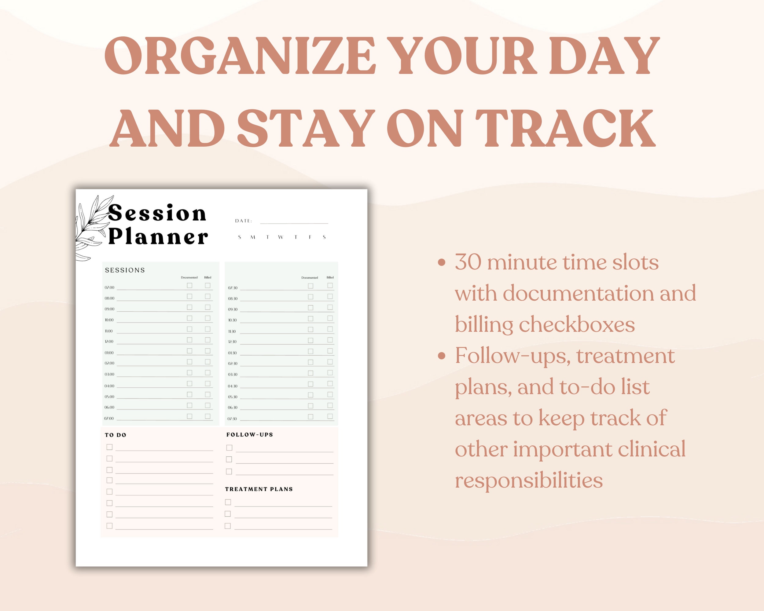 Session Planner for Mental Health Therapist | Therapist Daily Planner ...
