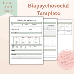Biopsychosocial Assessment Form | Therapy Assessment Forms | Social ...