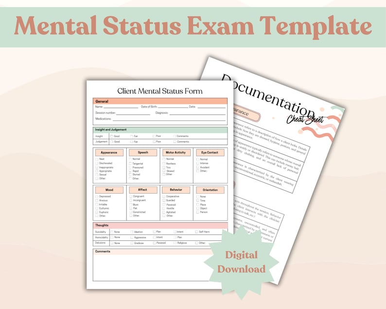 Mental Status Template | Mental Status Exam | Therapy Note Template ...