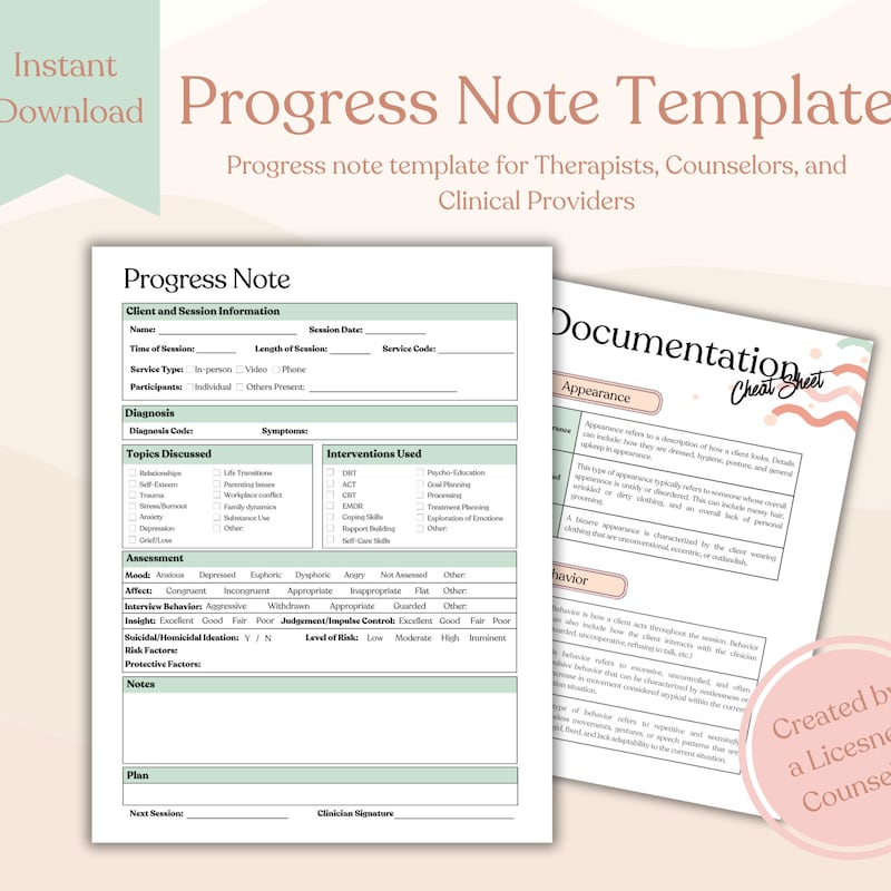Therapy Progress Forms - Etsy