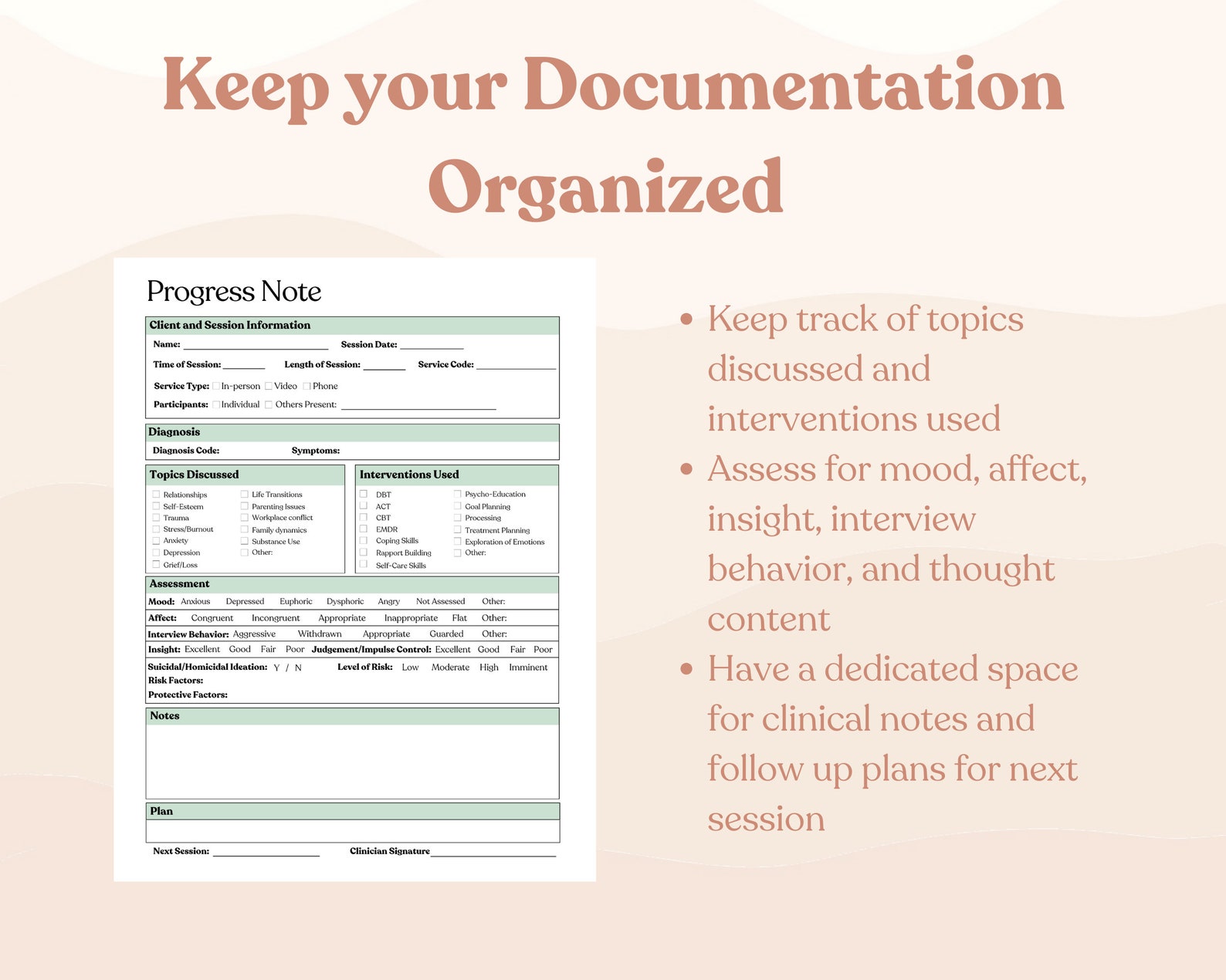 Progress Note Template | Therapy Note Template | Mental Health Therapy ...
