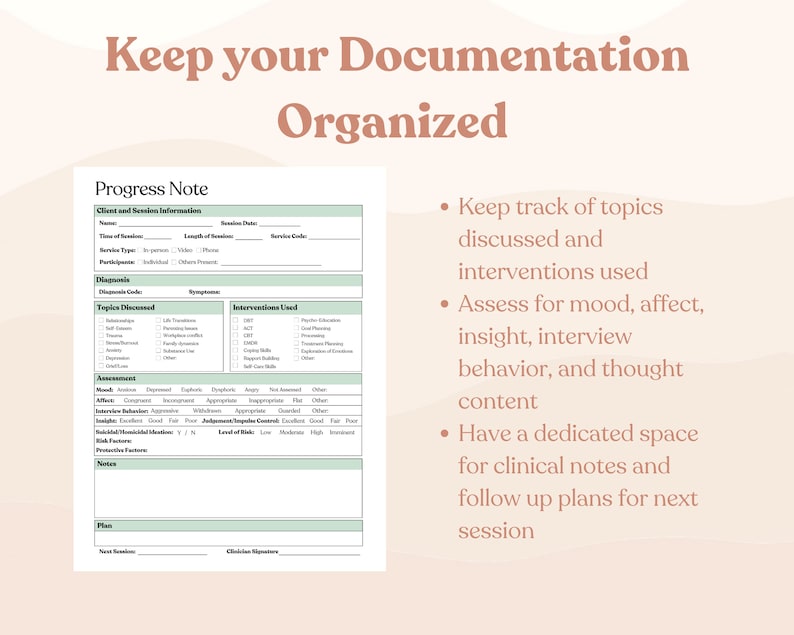 Progress Note Template | Therapy Note Template | Mental Health Therapy ...