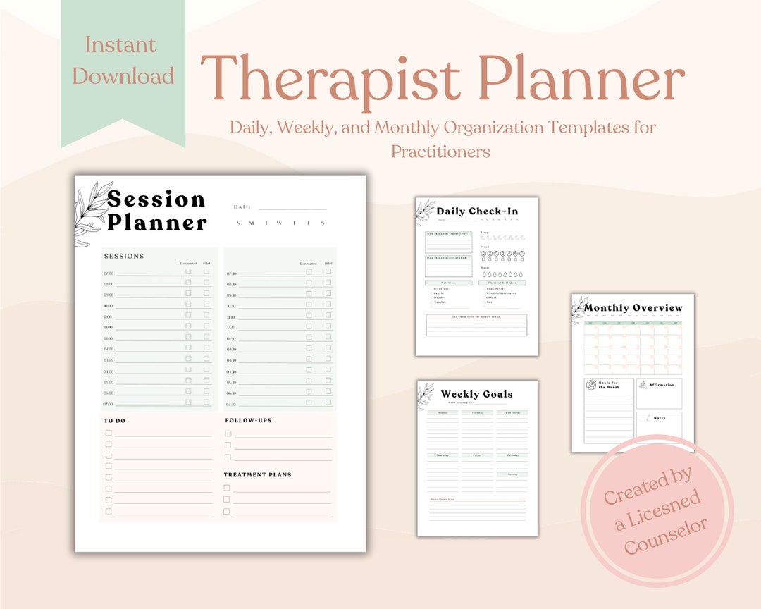 Session Planner for Mental Health Therapist | Therapist Daily Planner ...