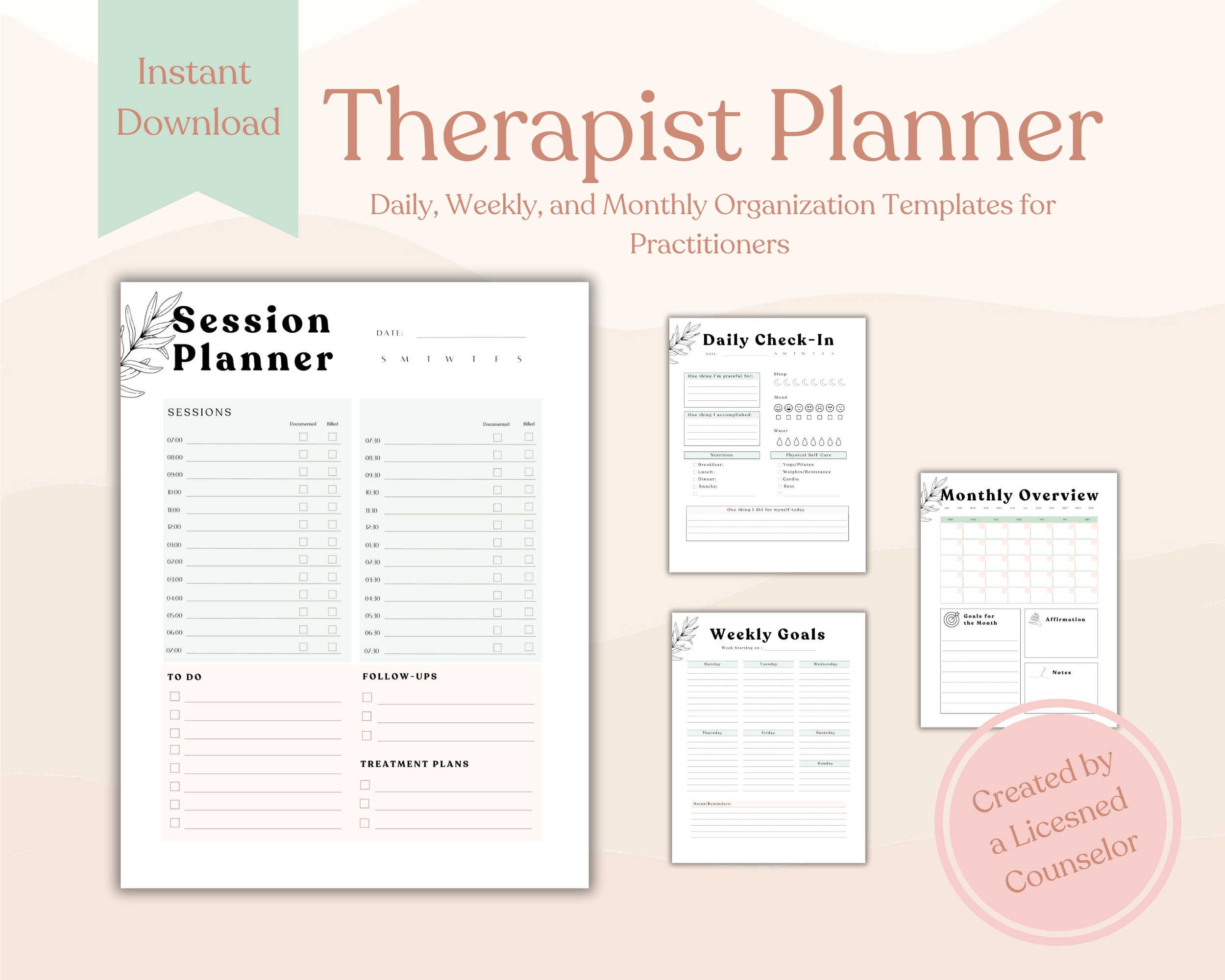 Session Planner for Mental Health Therapist | Therapist Daily Planner ...
