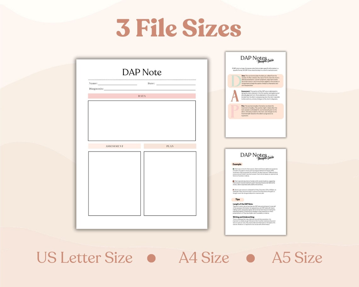 DAP Note | Therapist Note Template | Therapy Note | Note Template for ...