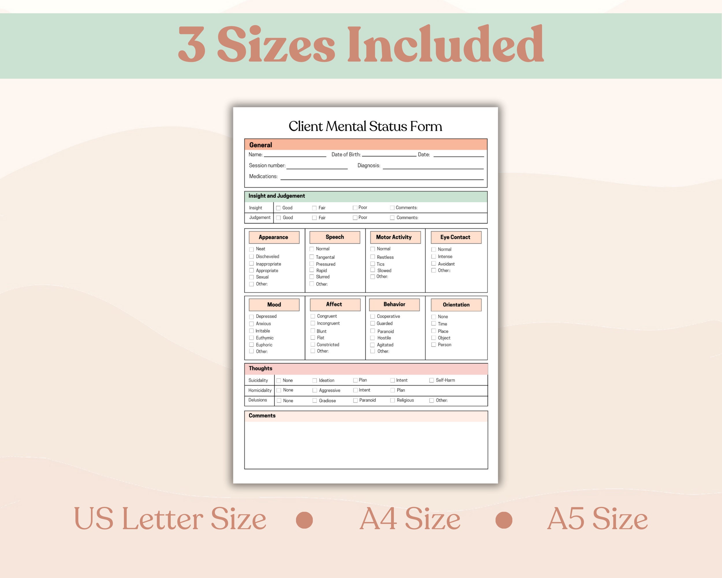 Mental Status Template | Mental Status Exam | Therapy Note Template ...