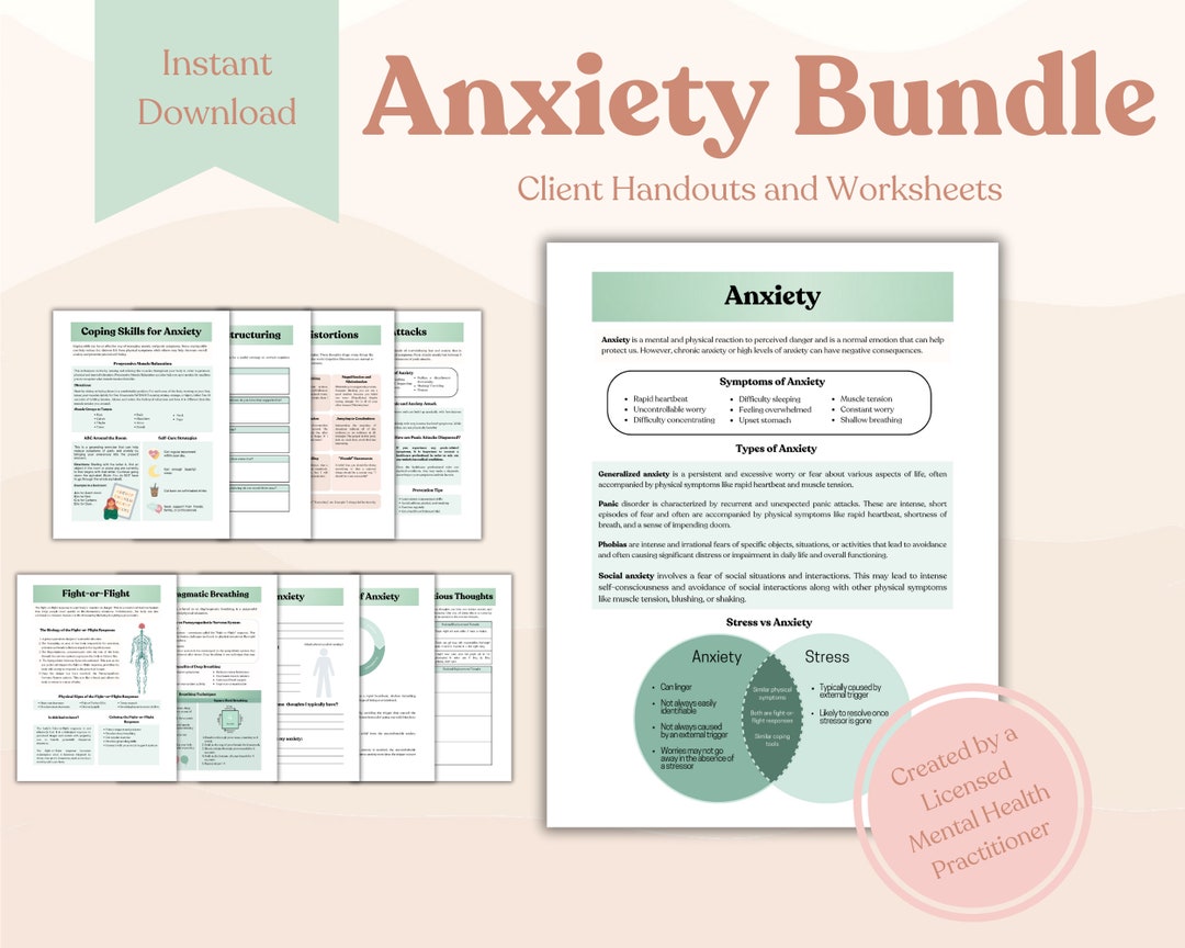 Anxiety Worksheet Mental Health Worksheets Anxiety Handouts Counseling