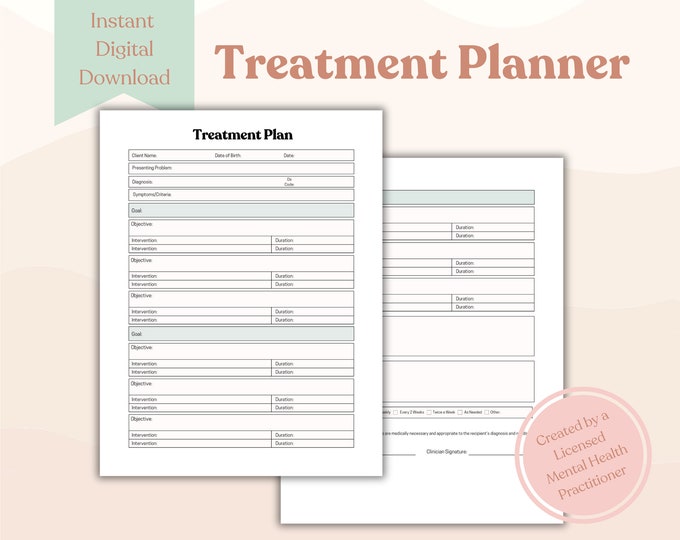 Treatment Plan | Therapist Note Template | Therapy Note | Note Template for Therapy | Counseling ...