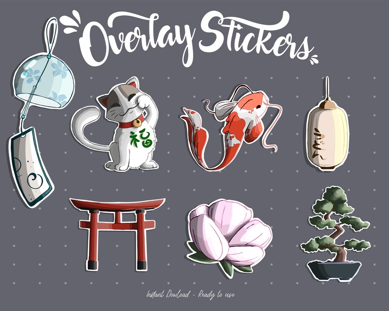 Japan Stream Overlay for Twitch | Cute Twitch Stickers | BonzaÏ, Neko ...