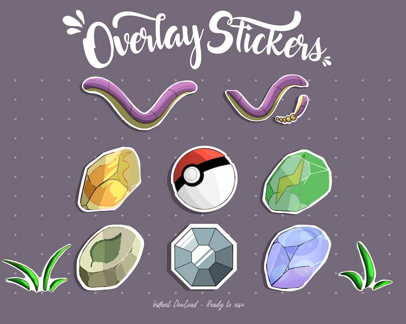 Pokémon Stream Overlay for Twitch Cute Twitch Stickers Pokéball, Badges ...