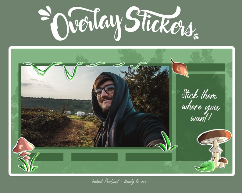 Nature Stream Overlay for Twitch | Cute Twitch Stickers | Mushrooms ...