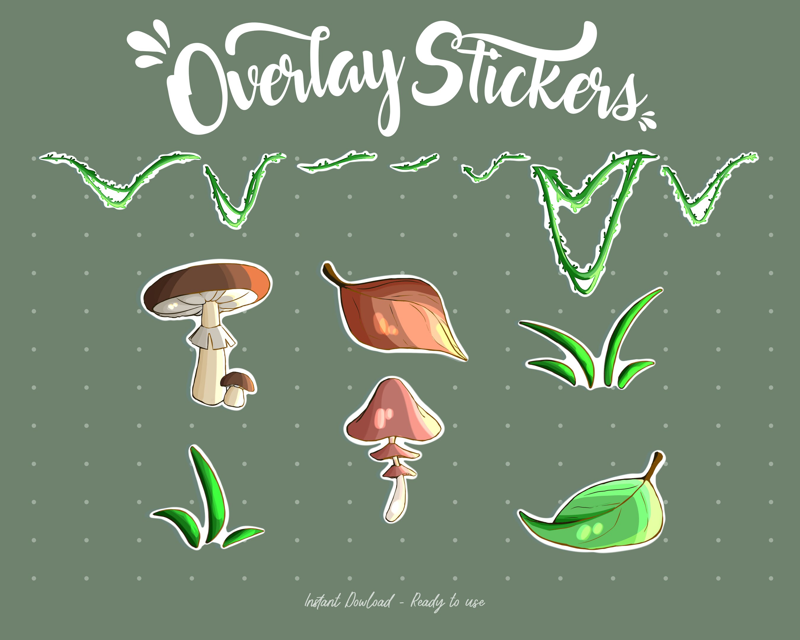 Nature Stream Overlay for Twitch Cute Twitch Stickers Mushrooms, Leaves ...