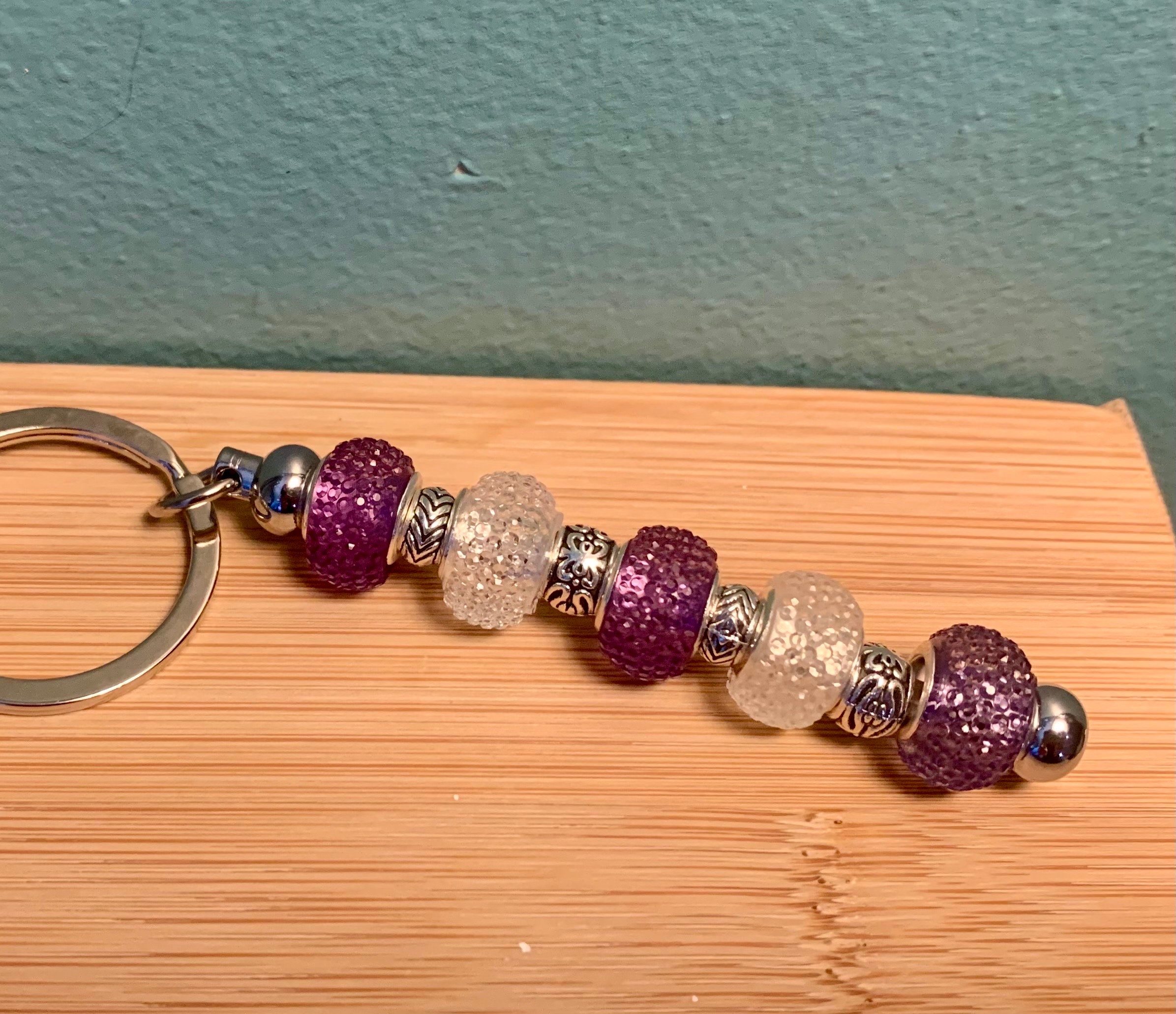 Murano Glass Beaded Fidget Keychain Zipper Pull, Bag Charm, Sensory ...