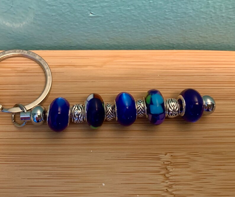 Murano Glass Beaded Fidget Keychain Zipper Pull, Bag Charm, Sensory ...