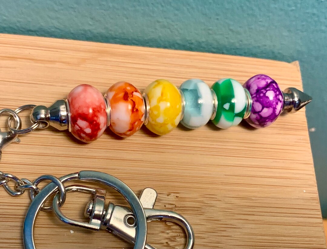Murano Glass Beaded Fidget Keychain Zipper Pull, Bag Charm, Sensory ...