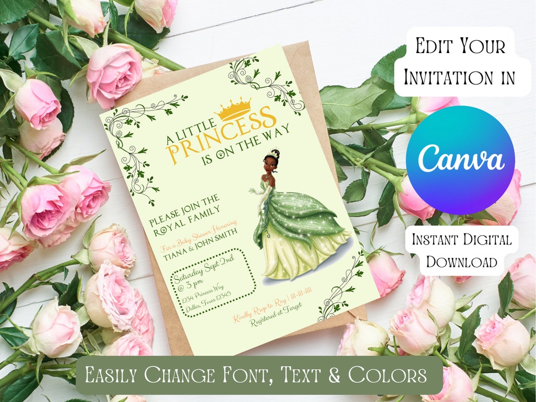 Editable Princess and the Frog Baby Shower Invitation - Etsy