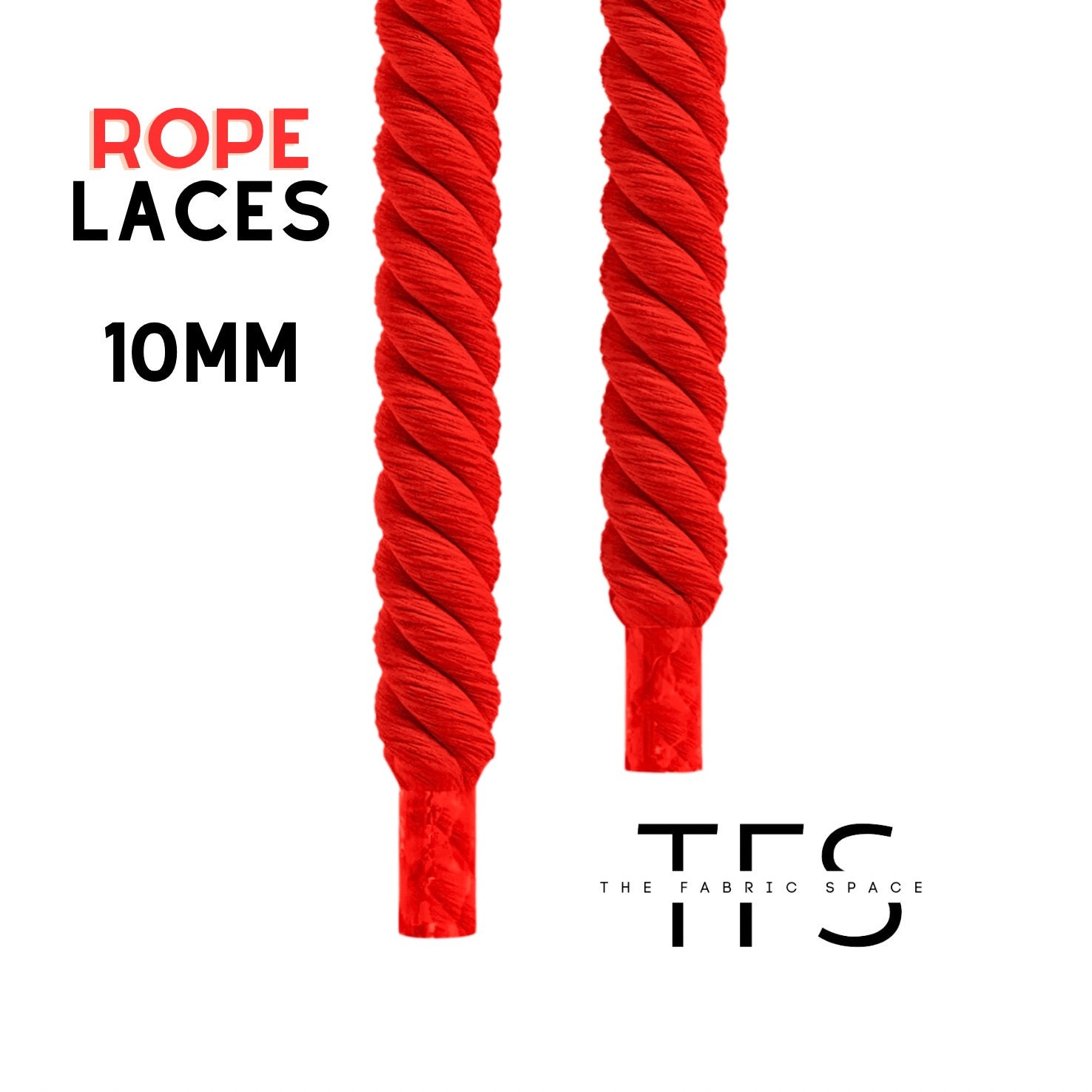 Chunky Laces 10mm Thick Cotton Rope Lace Cherry Red With Clear Tips ...