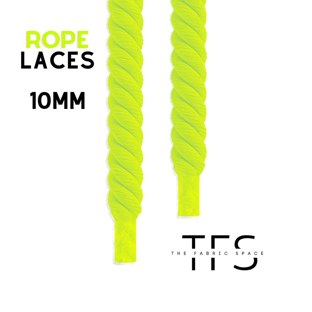 Chunky Laces 10mm Thick Cotton Rope Lace Neon Green With Clear Tips ...