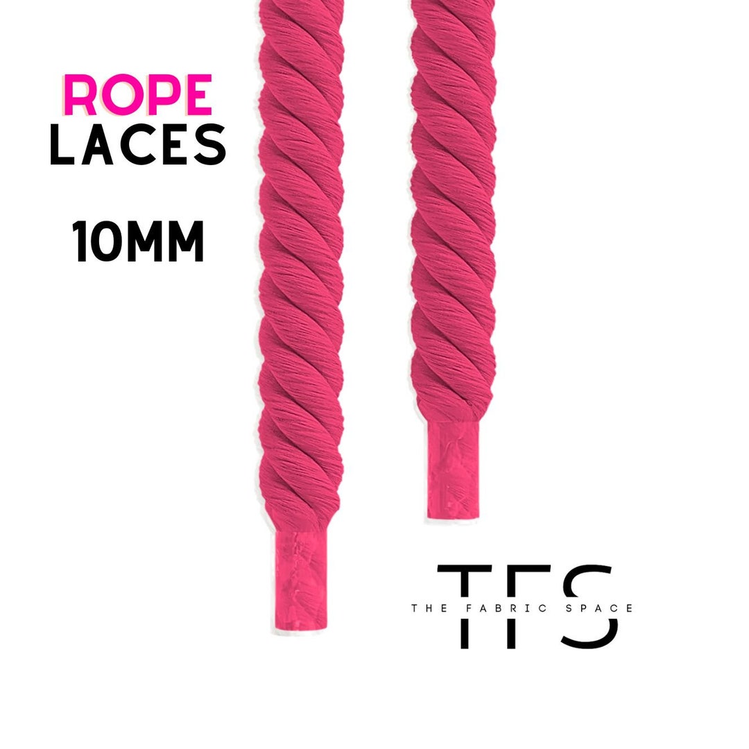 Chunky Laces 10mm Thick Cotton Rope Lace Rose Pink With Clear Tips ...