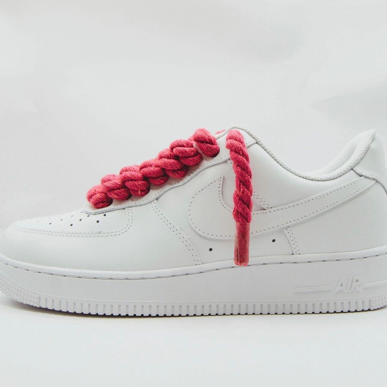 Chunky Laces 10mm Thick Cotton Rope Lace Rose Pink With Clear Tips ...