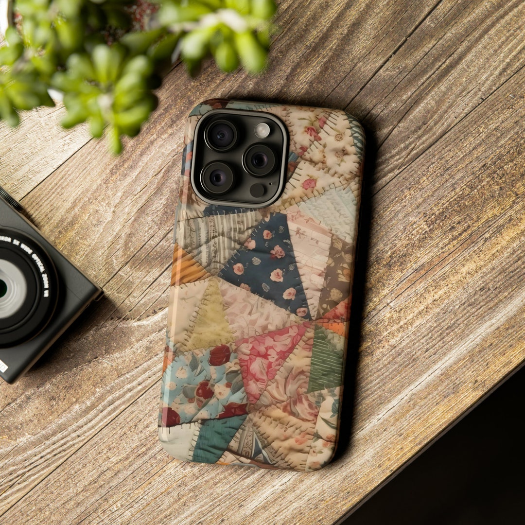 Vintage Quilt iPhone Case, Google Pixel Case, Samsung Galaxy Case Blue ...