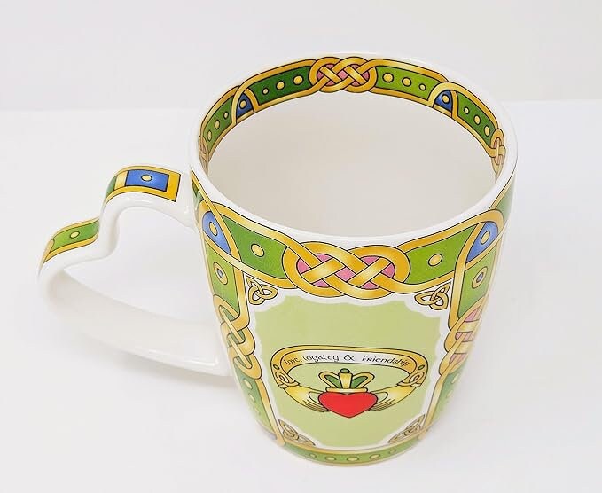 Gaelsong Irish Claddagh Mug, Loyalty Symbol Heart Shaped Handle Cup, 13 ...
