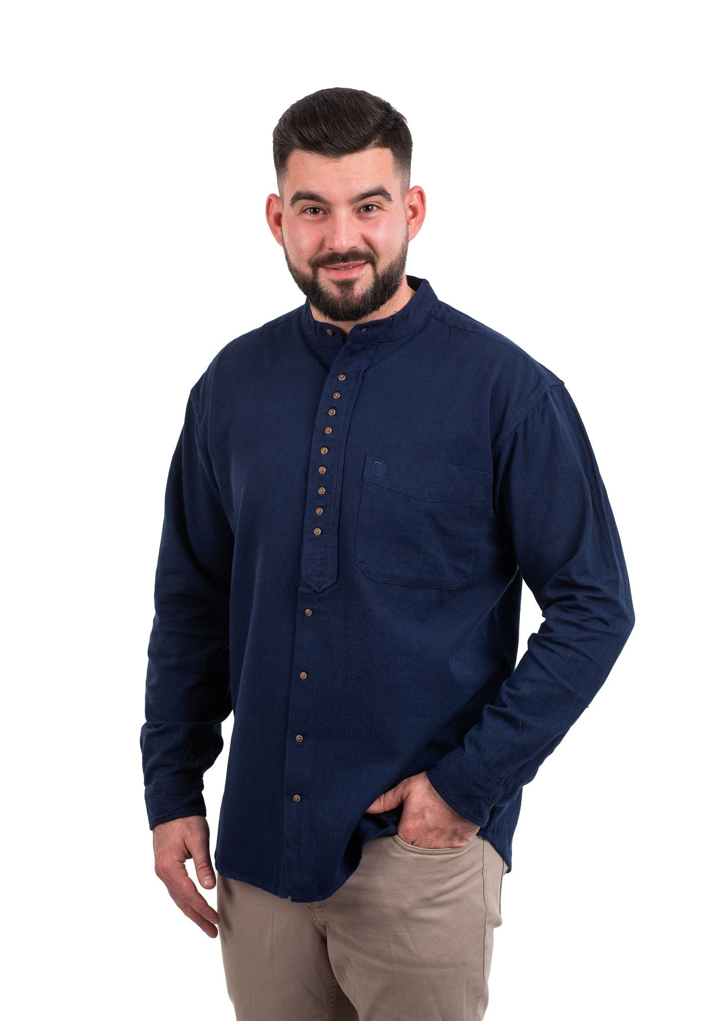 Gaelsong Irish Grandfather Shirt for Mens Vintage Cotton and Linen Long ...