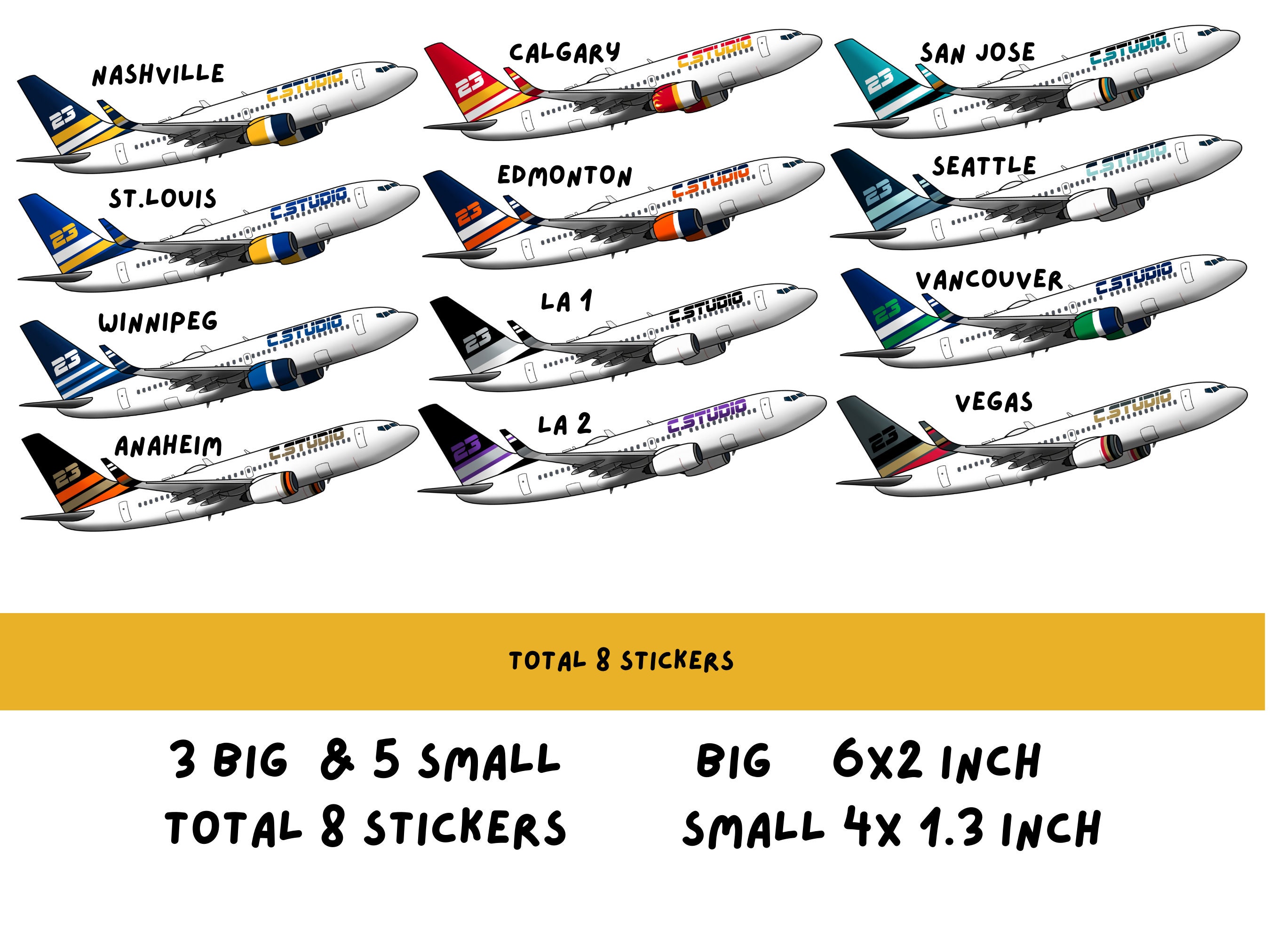 Personalize NHL Hockey Boeing 737 Plane Stickers Vinyl Sticker, NHL ...