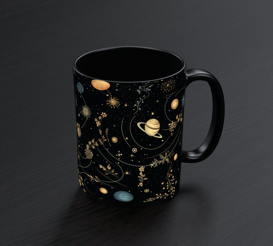 Galaxy Mug Celestial Mug Black Space Mug Starry Night - Etsy