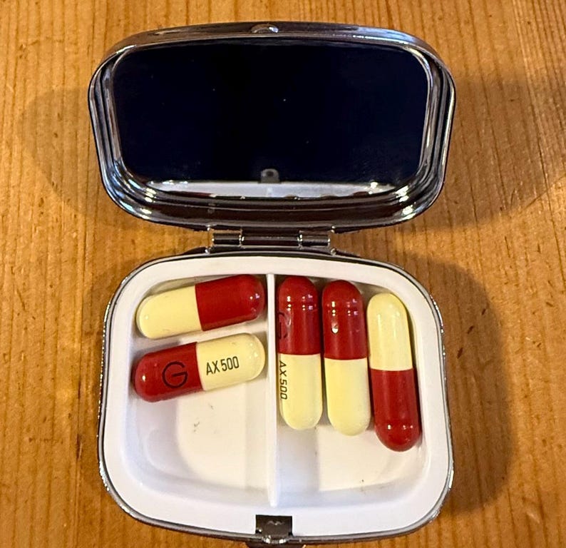 Sardines Pill Box for Travel Pocket and Purse, Small Rectangular Shape ...