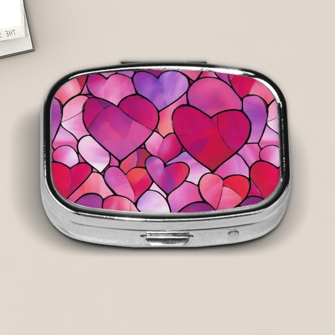 Heart Stained Glass Pill Box, Small Pill Case - Etsy