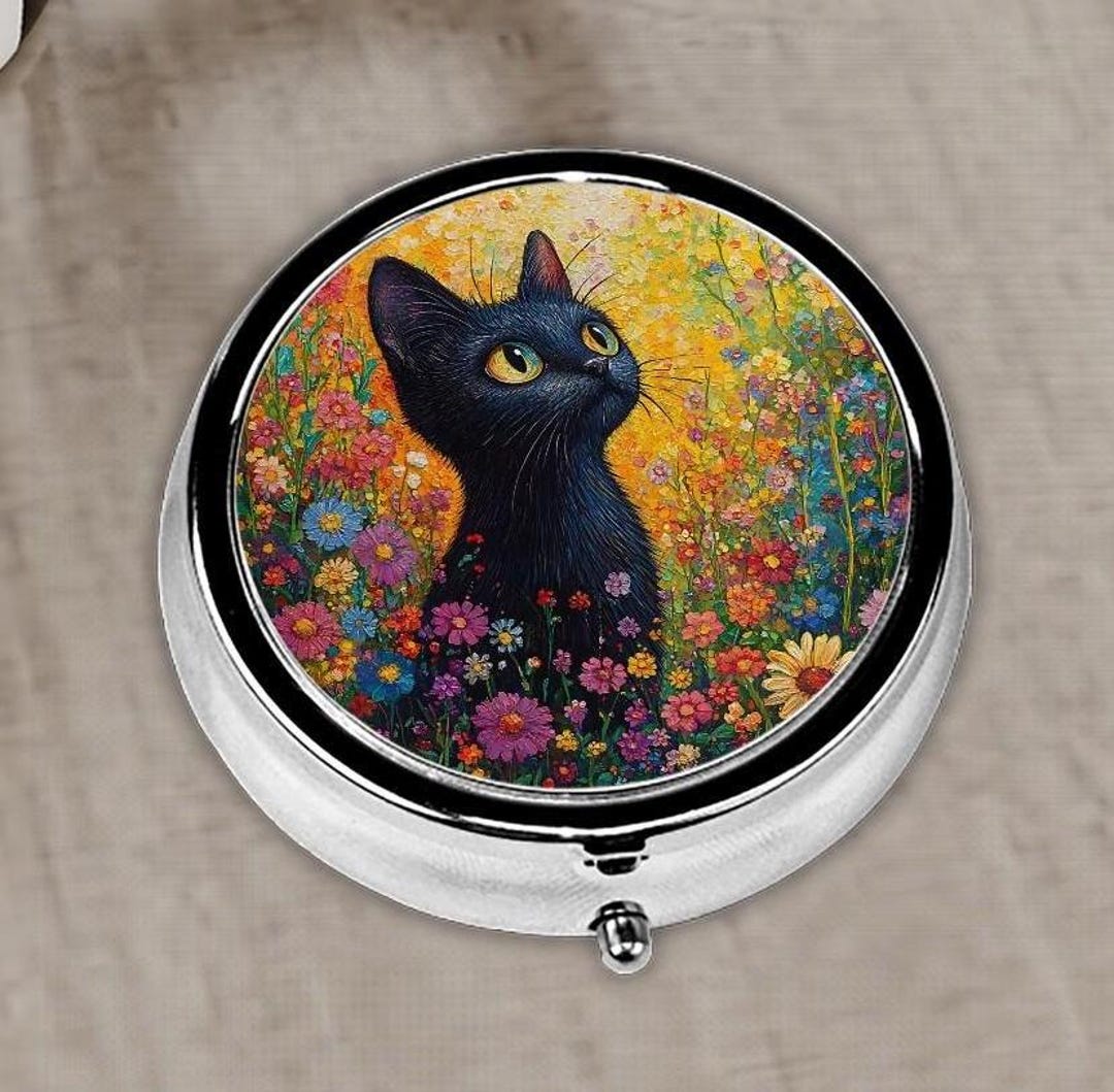 Pill Box, Cat Motive, Round Pill Box - Etsy