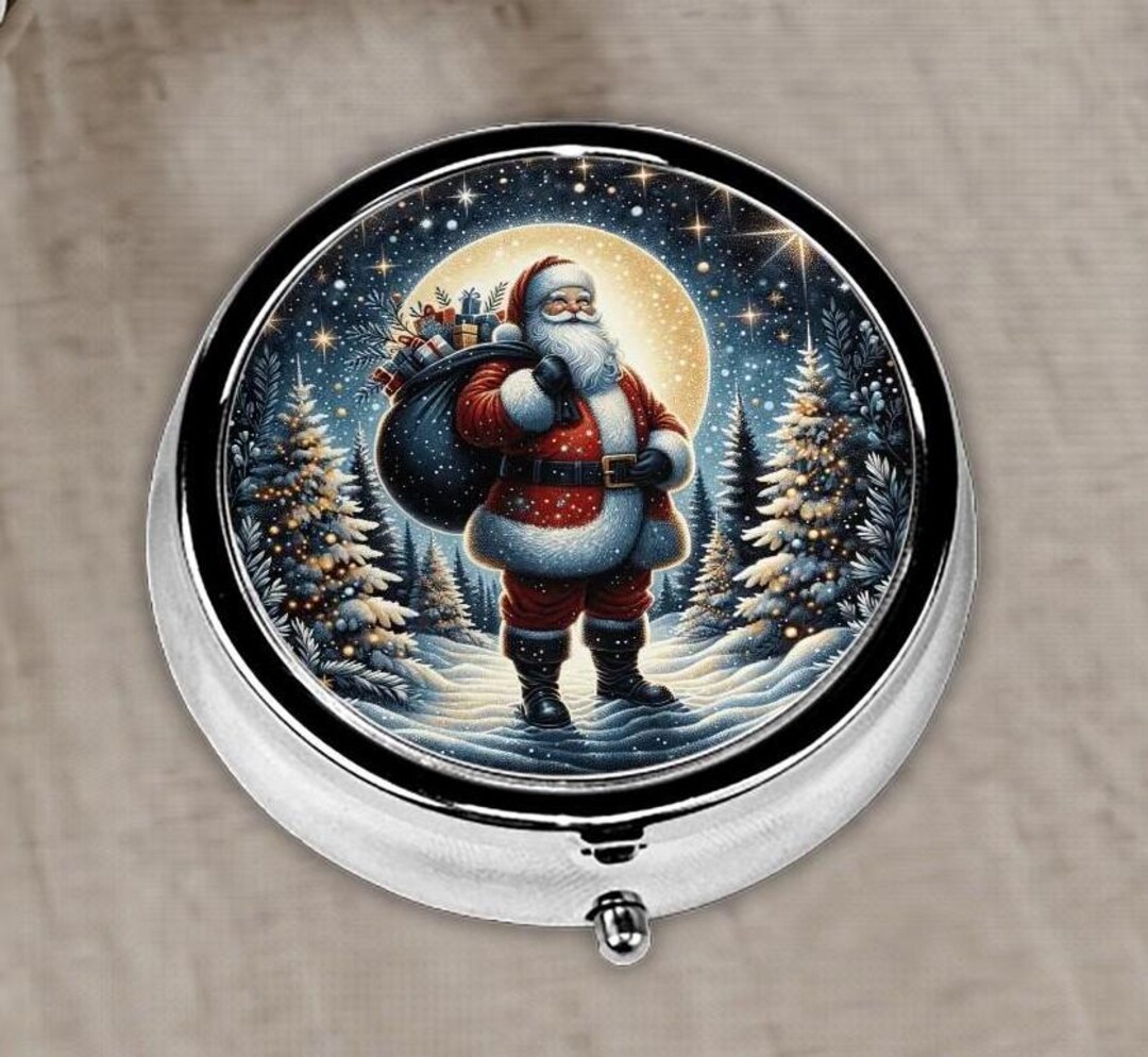 Santa Pill Box, Christmas Gift, Travel Pill Case - Etsy