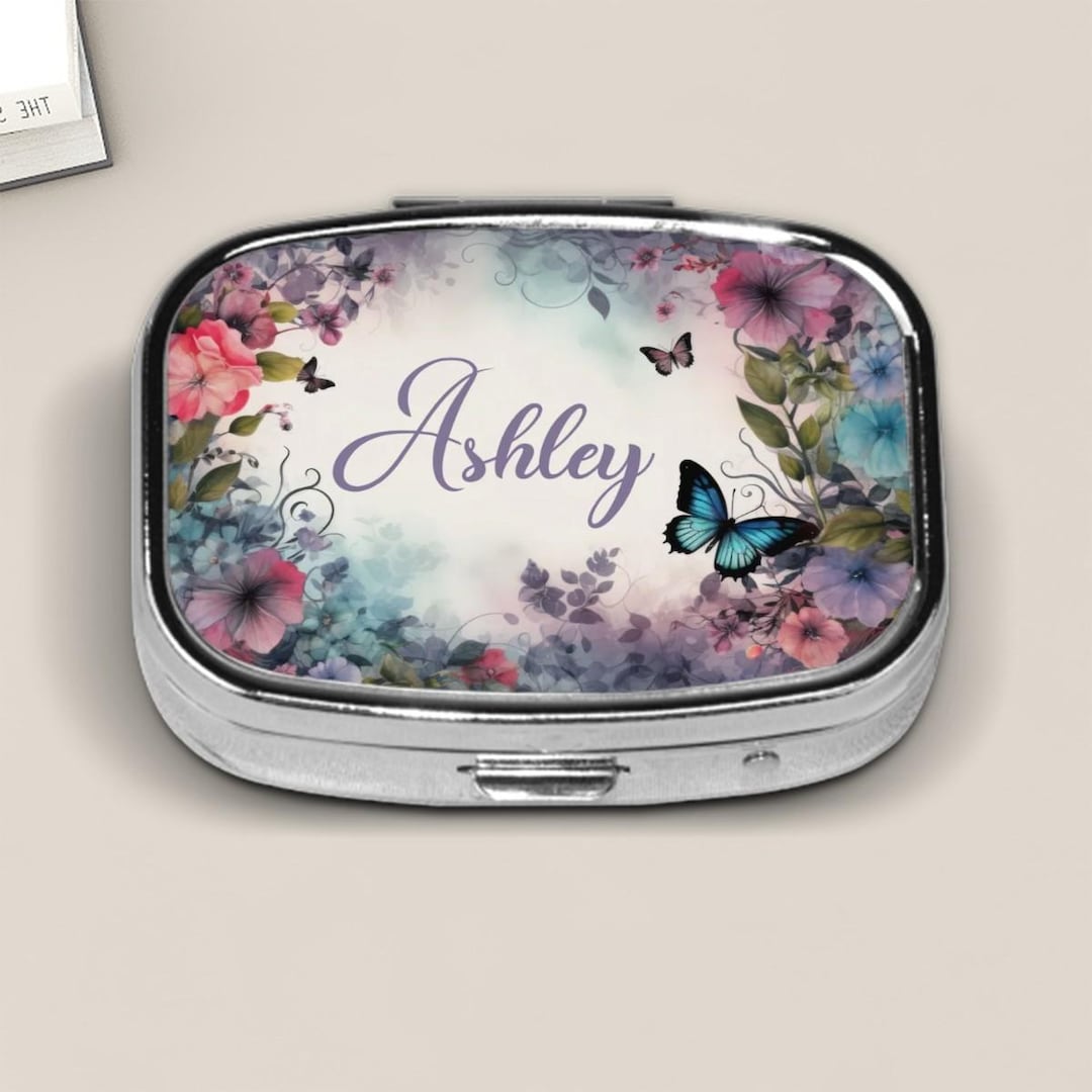 Personalized Floral Pill Case: Custom Name Travel Pill Box - Etsy