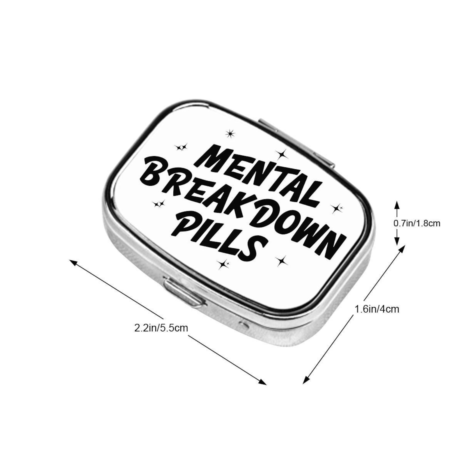 Pill Box for Purse Pocket and Travel, Pill Case Mental Breakdown Pills ...