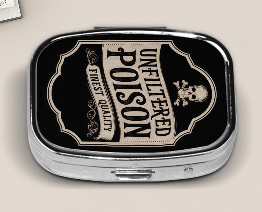 Small Pill Box for Pocket and Purse, Poison Pill Case for Medicine and ...