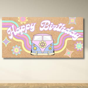 Groovy Happy Birthday Banner | Paper Banner | Groovy Pastel Banner ...