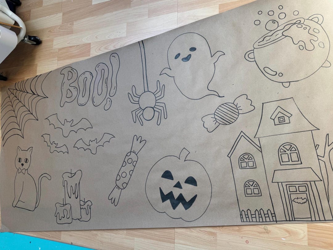 Giant Halloween Coloring Page for Kids: Spooky Fun (65" X 30") - Etsy