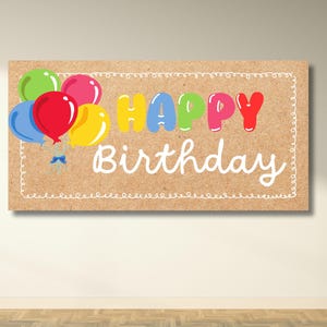 Happy Birthday Banner | Kraft Paper Banner | Balloon Banner | Birthday ...