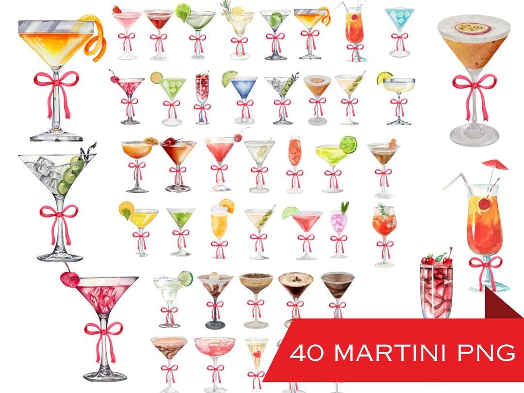 Martinis With Red Bows Png Bundle Martinis With Bows Png Bundle