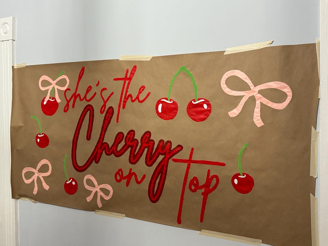 Hand-painted Cherry on Top Banner: Custom Party Decor - Etsy