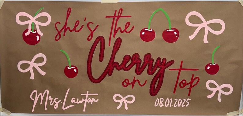 Hand-painted Cherry on Top Banner: Custom Party Decor - Etsy