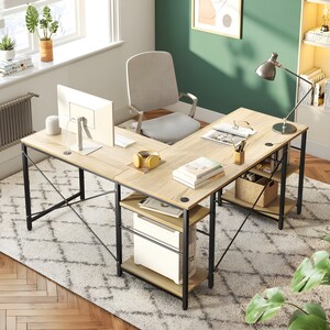 Rowland L-shaped Computer Desk With Storage Shelves, Home Office Corner ...