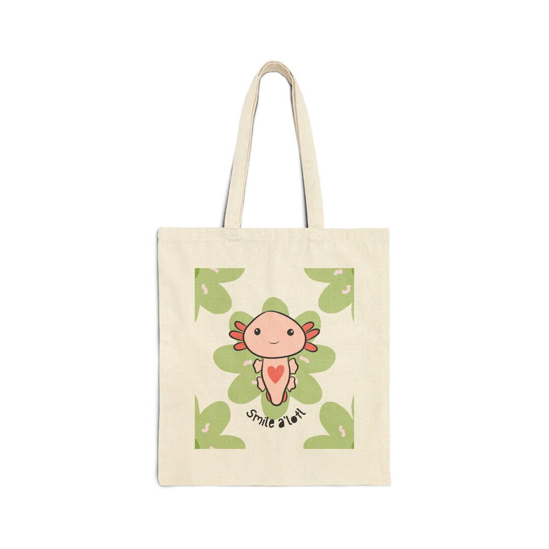Smile A Lotl, Axolotl Tote Bag, Cute Axolotl Gift, Mexican Walking Fish ...